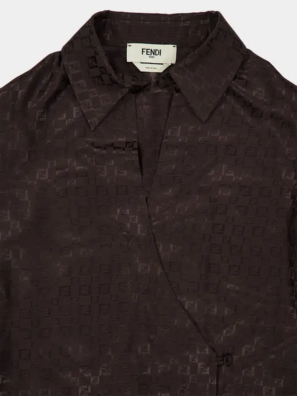 Fendi Ff Jacquard Silk Midi Shirt Dress