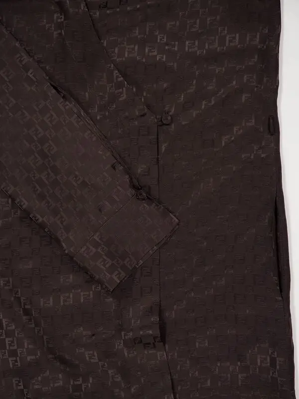 Fendi Ff Jacquard Silk Midi Shirt Dress