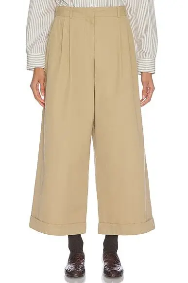 THE ROW Tailored Wide Leg Trousers - Sand