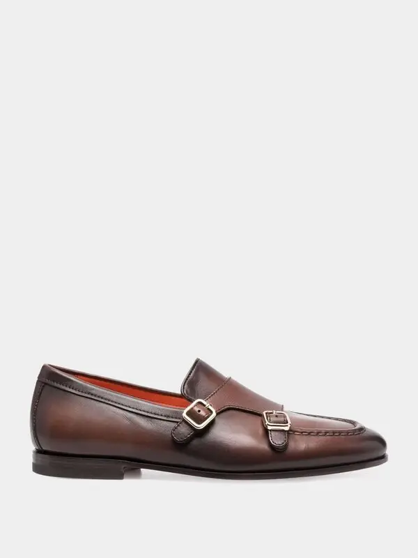 Santoni Carlos Leather Monk Shoes