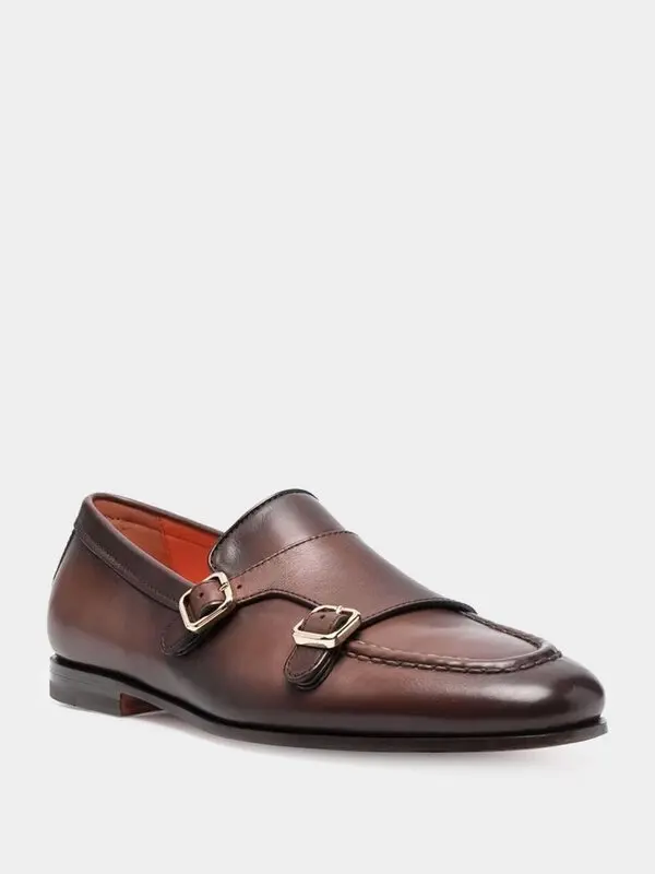 Santoni Carlos Leather Monk Shoes
