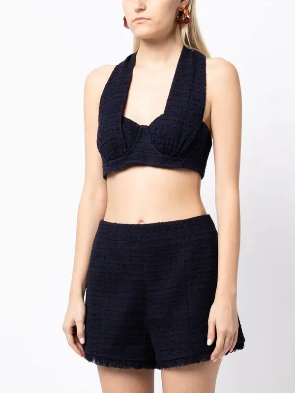 Zimmermann Halterneck Cotton Blend Top - Blue