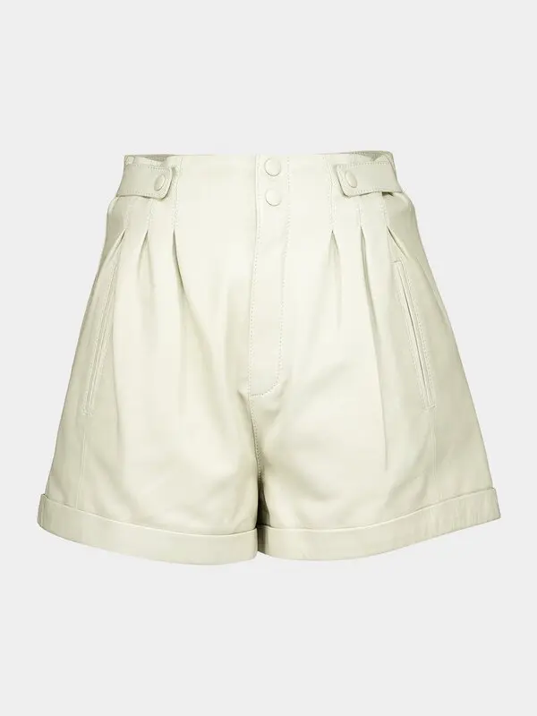 Saint Laurent Button Detailed High Waist Shorts - Cream
