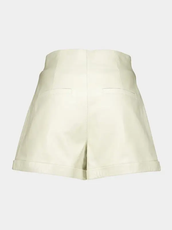Saint Laurent Button Detailed High Waist Shorts - Cream