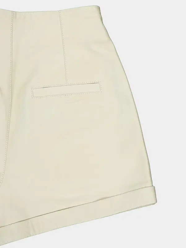Saint Laurent Button Detailed High Waist Shorts - Cream