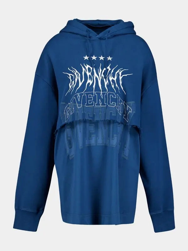 Givenchy Double Layered Cotton Hoodie - Blue