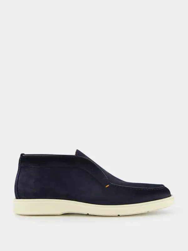 Santoni Almond-toe Suede Boots - Blue