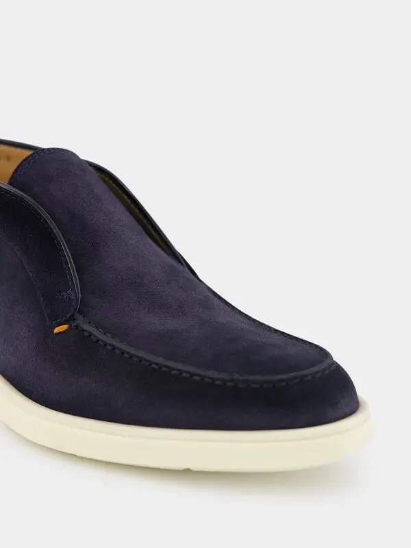 Santoni Almond-toe Suede Boots - Blue