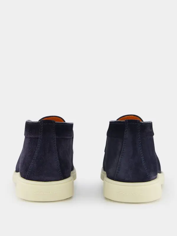 Santoni Almond-toe Suede Boots - Blue
