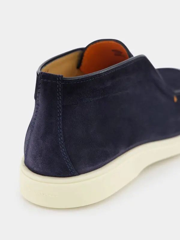 Santoni Almond-toe Suede Boots - Blue