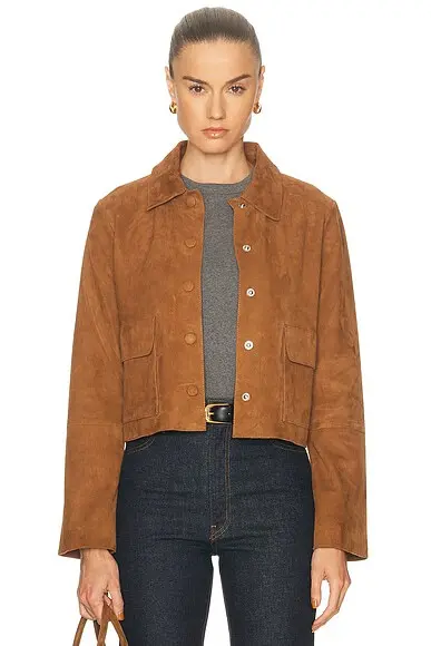 BY MALENE BIRGER Cropped Suede Jacket - Rusty Sand