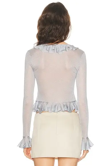 Lpa Attison Ruffle Cardigan In Metallic