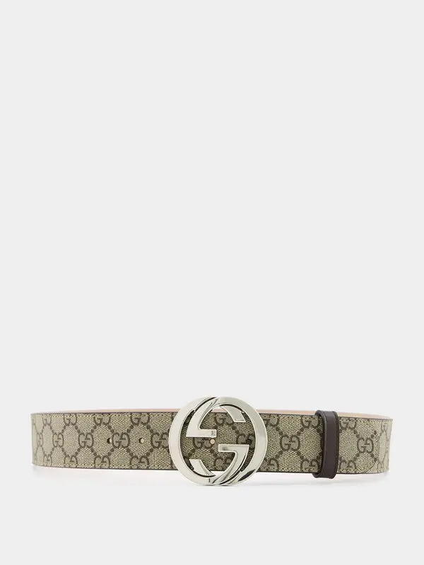 Gucci Gg Supreme Canvas Buckle Belt - Brown
