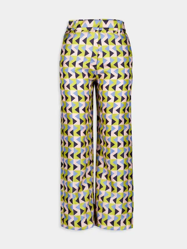 PAULA Sonia Printed Silk Trousers - Blue