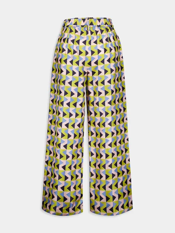 PAULA Sonia Printed Silk Trousers - Blue