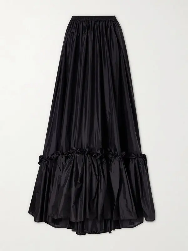 Saint Laurent Tiered Ruffled Satin Maxi Skirt
