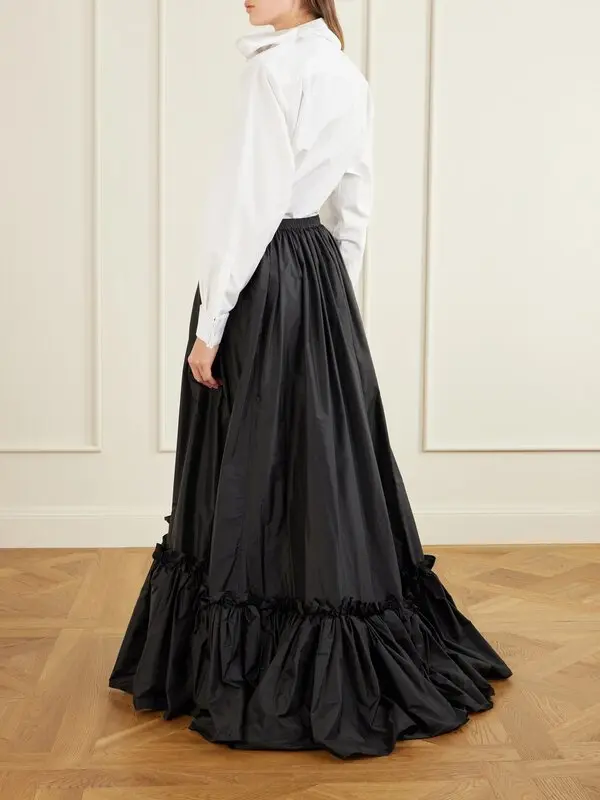 Saint Laurent Tiered Ruffled Satin Maxi Skirt