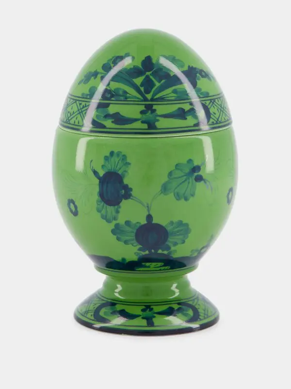 GINORI 1735 Oriente Italiano Malachite Egg Cup With Cover - Blue