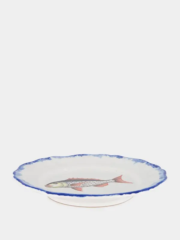 LES-OTTOMANS La Menagerie D'été Fish Dinner Plate - Blue
