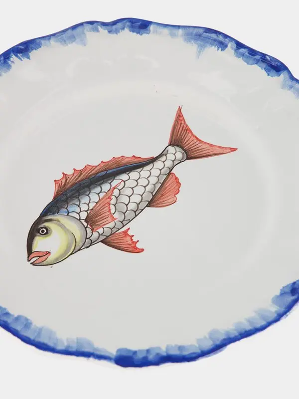 LES-OTTOMANS La Menagerie D'été Fish Dinner Plate - Blue