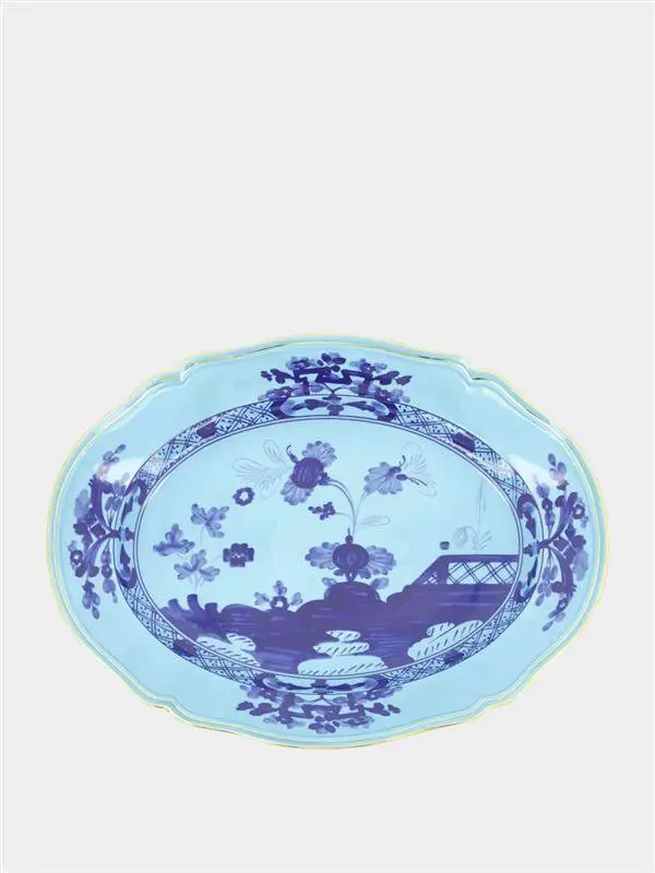 GINORI 1735 Oriente Italiano Iris Oval Platter - Blue