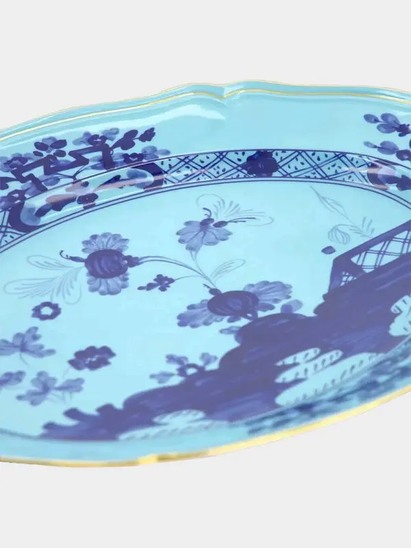 GINORI 1735 Oriente Italiano Iris Oval Platter - Blue