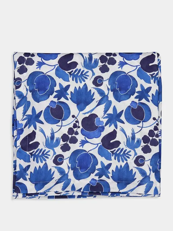 La DoubleJ Wildbird Blu Linen Tablecloth - Blue