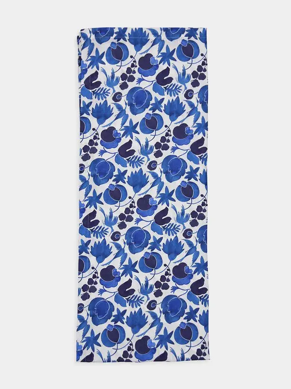 La DoubleJ Wildbird Blu Linen Tablecloth - Blue