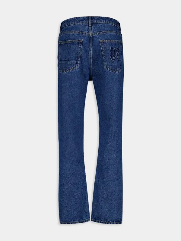 Palm Angels Monogram Straight-leg Jeans - Blue