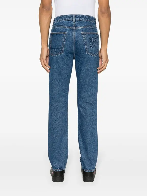 Palm Angels Monogram Straight-leg Jeans - Blue