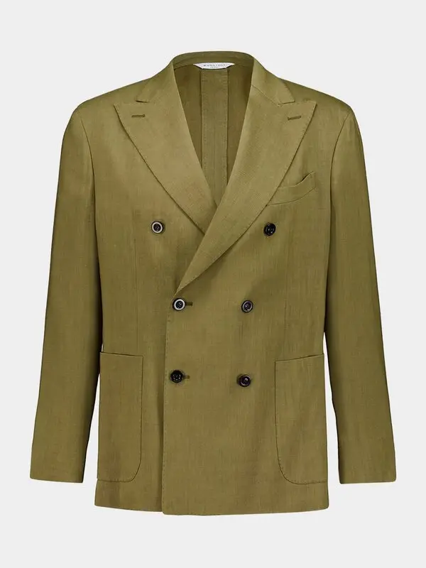Boglioli Linen Double-breasted Suit - Green