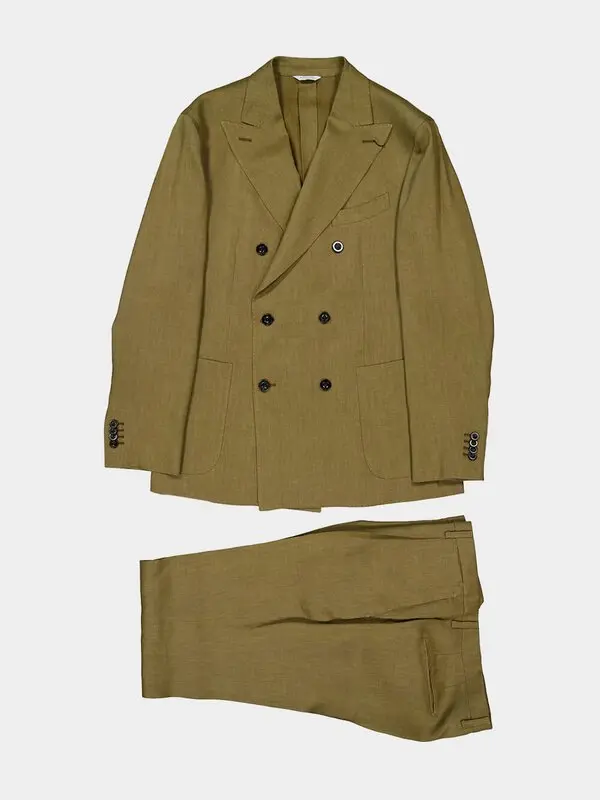 Boglioli Linen Double-breasted Suit - Green