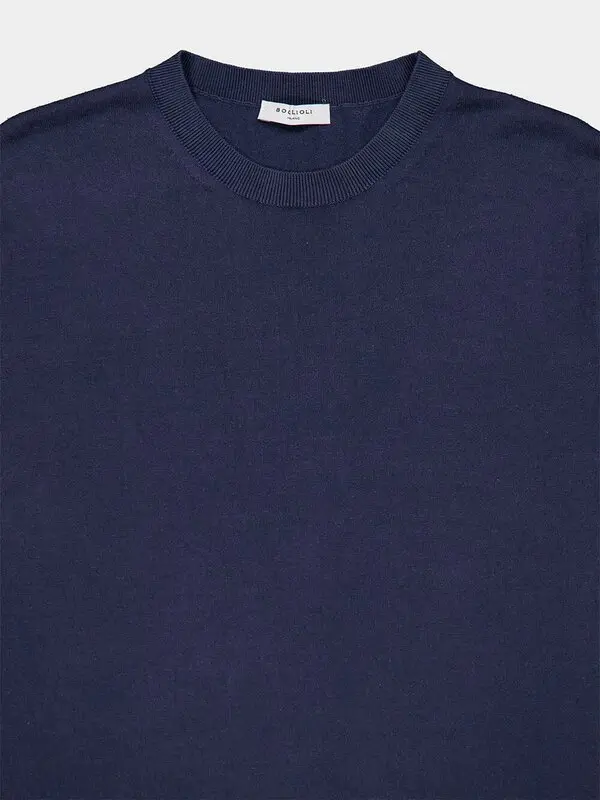 Boglioli Cotton-silk Blend Navy T-shirt - Blue