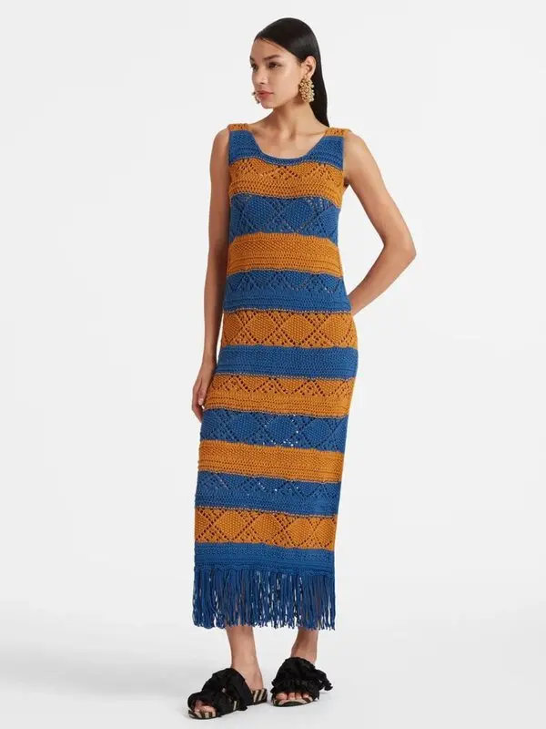 La DoubleJ Tasseled Knit Dress - Blue