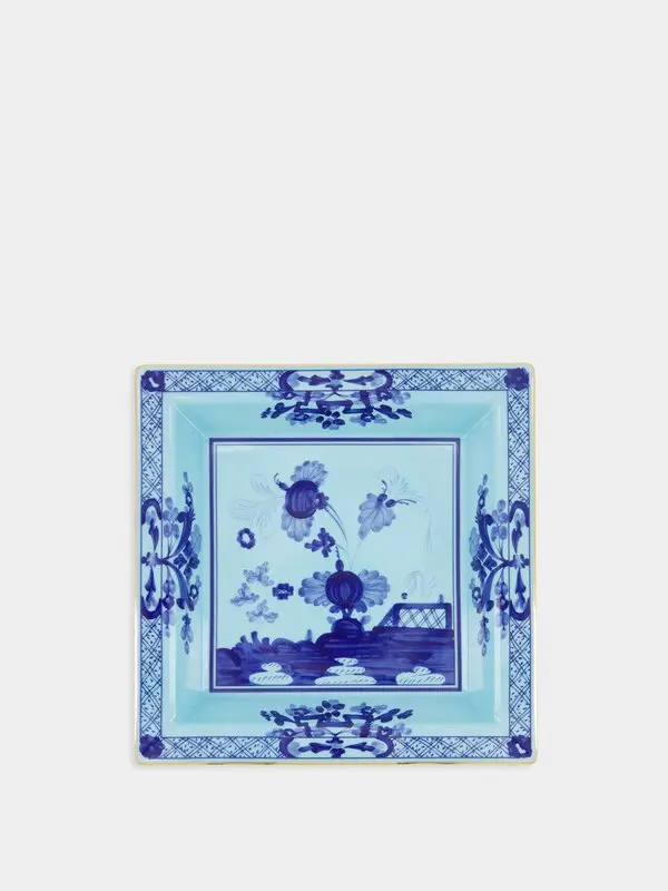 GINORI 1735 Oriente Italiano Iris Large Square Change Tray - Blue