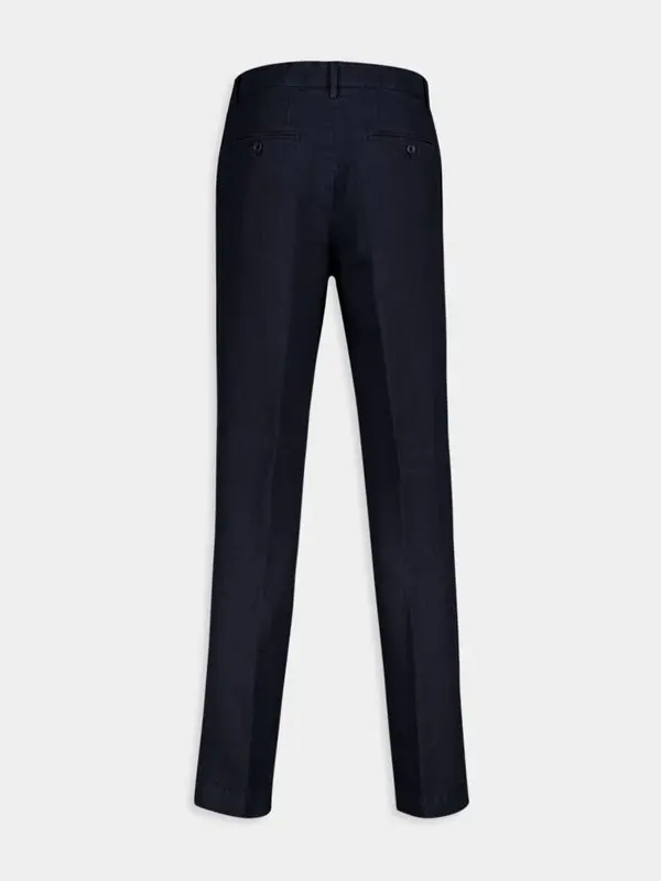 120% Lino Linen Dress Trousers - Blue