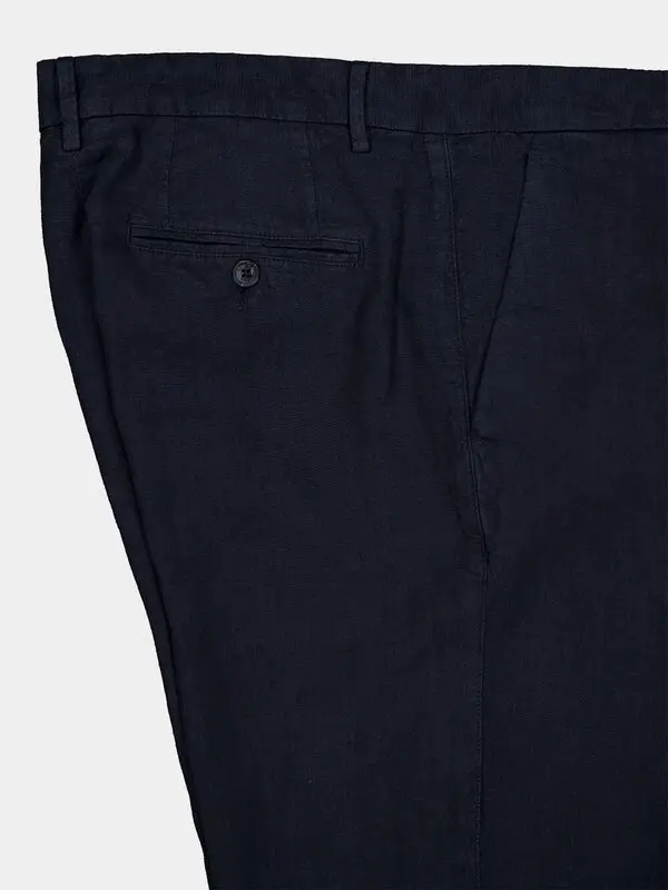 120% Lino Linen Dress Trousers - Blue