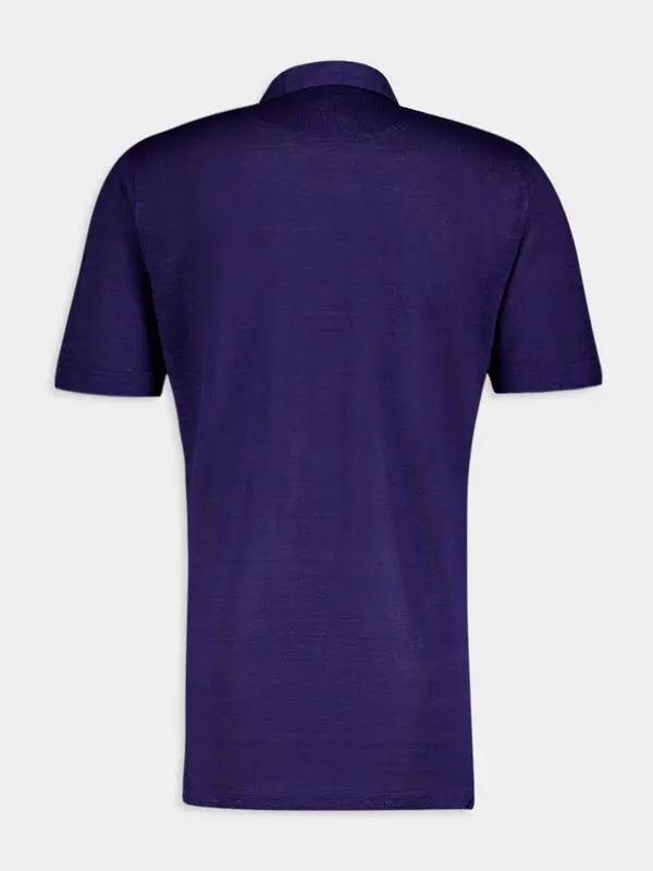 120% Lino Regal Navy Linen Polo - Blue