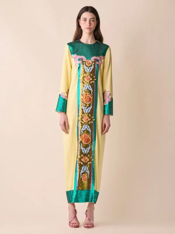 PAULA Celeste A-line Embroidered Maxi Dress - Multicolour