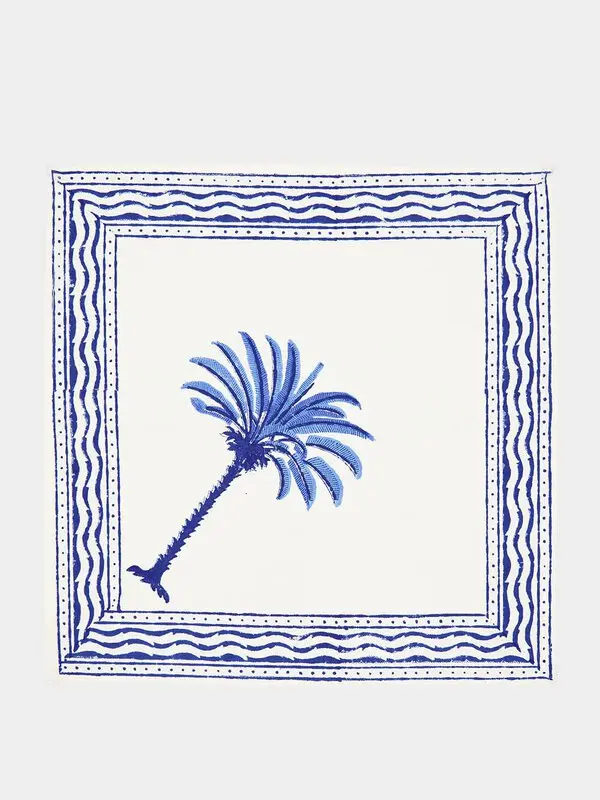 LES-OTTOMANS Palm Breeze Cotton Napkin - Blue