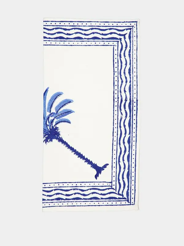 LES-OTTOMANS Palm Breeze Cotton Napkin - Blue