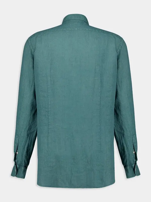 Boglioli Teal Linen Shirt - Blue