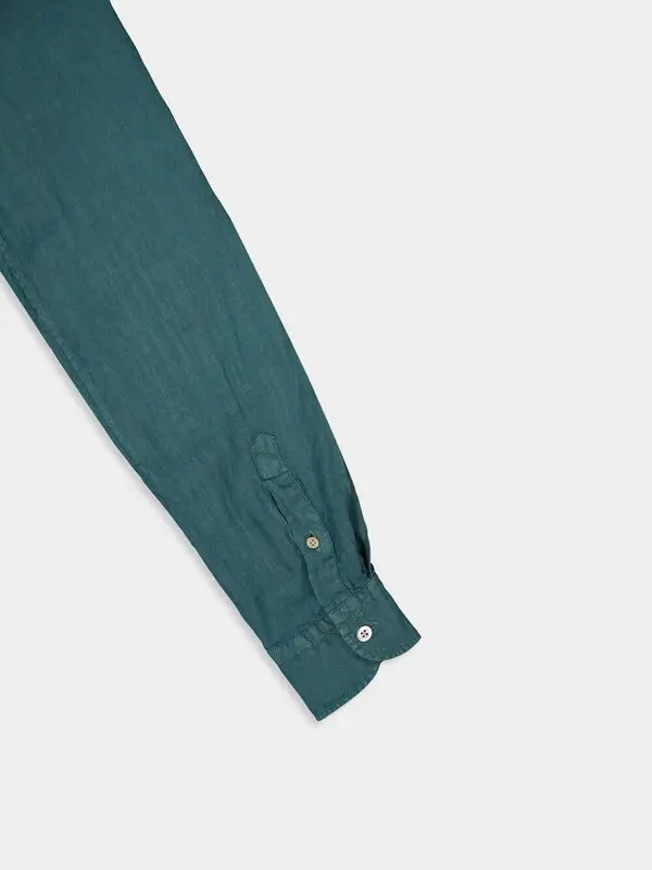 Boglioli Teal Linen Shirt - Blue