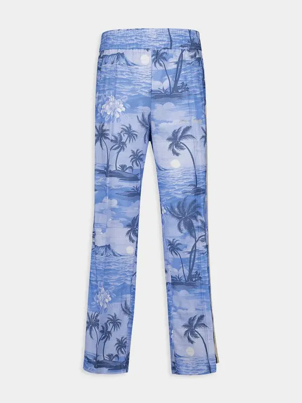 Palm Angels Island Print Straight-leg Trousers - Blue