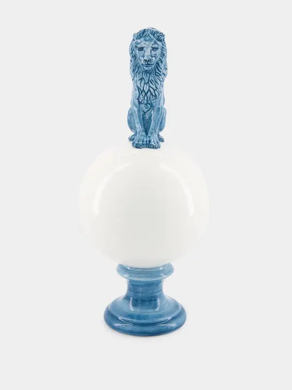 LES-OTTOMANS Lion Globe Decor - Blue