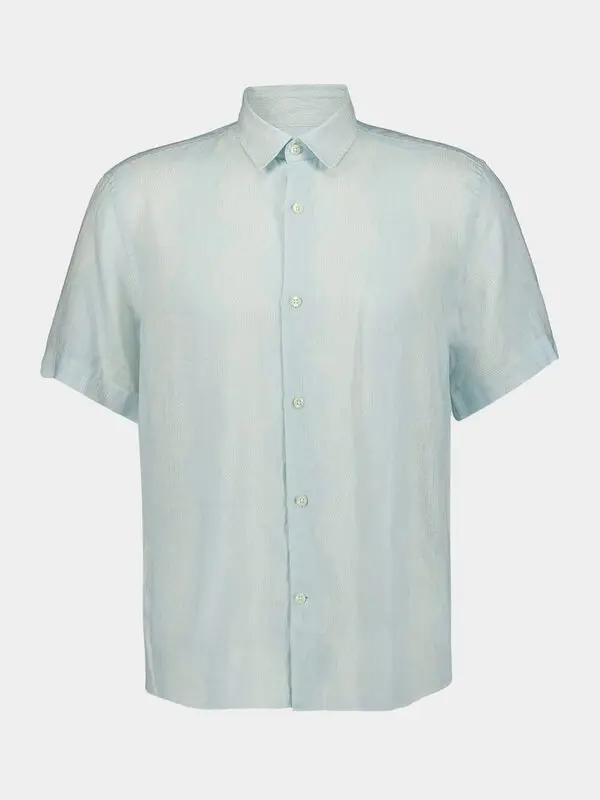 Frescobol Carioca Cabana Stripe Castro Linen Shirt - Blue