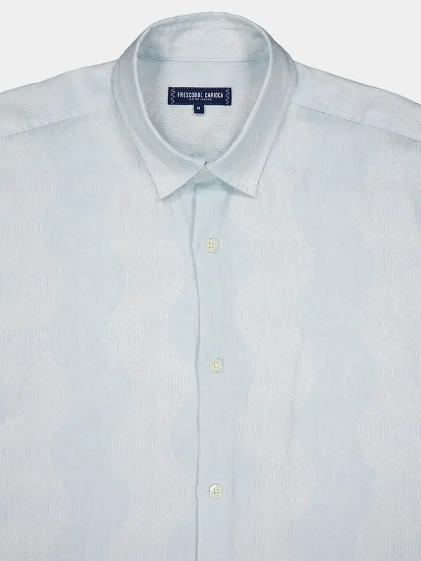 Frescobol Carioca Cabana Stripe Castro Linen Shirt - Blue