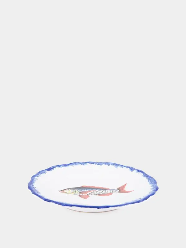 LES-OTTOMANS La Ménagerie D'été Fish Dessert Plate - Blue