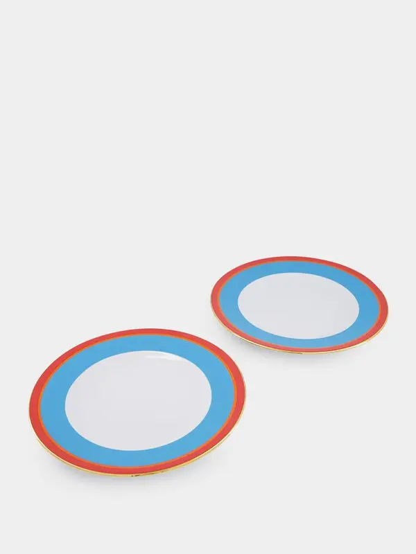 La DoubleJ Set Of 2 Rainbow Dinner Plates - Blue
