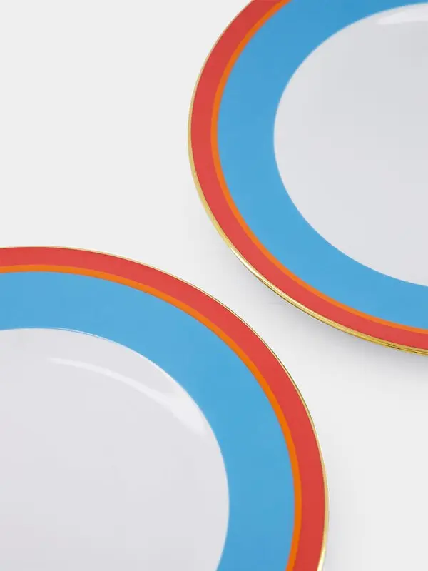 La DoubleJ Set Of 2 Rainbow Dinner Plates - Blue